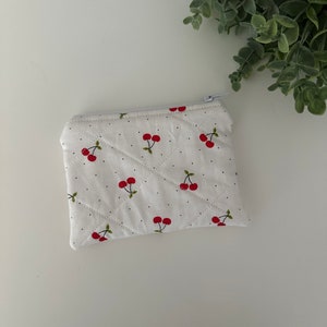 Handmade Cherry Print Quilted Coin Pouch, Coin Purse, Coin Holder ...