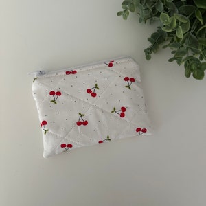 Handmade Cherry Print Quilted Coin Pouch, Coin Purse, Coin Holder ...