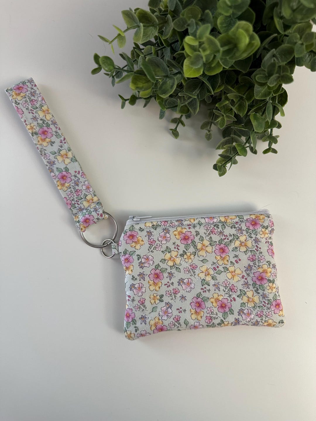 Posey Floral Print Quilted Pouch Wristlet, Wallet, Keychain Wallet, Key ...