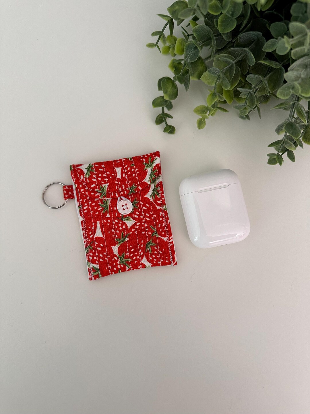AirPod Quilted Red Strawberry Case, AirPod Pouch, AirPod Holder, Travel ...