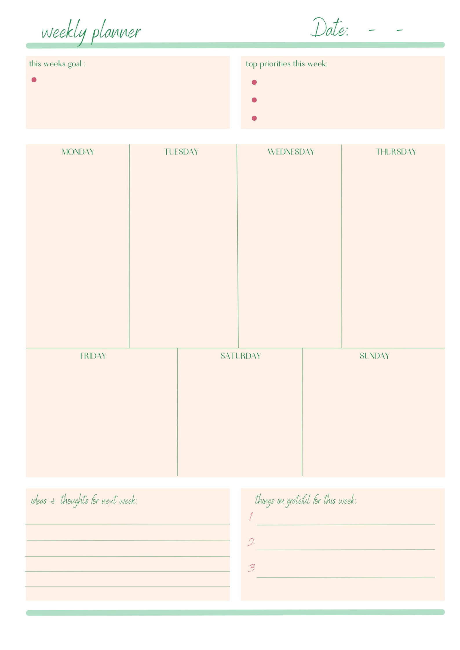 Daily Weekly Monthly Printable Planner Set Full Month - Etsy
