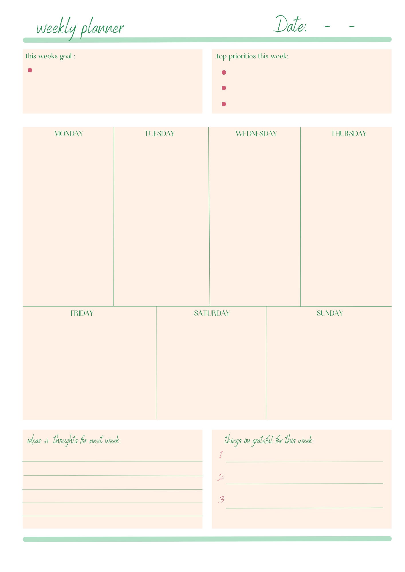 Daily Weekly Monthly Printable Planner Set Full Month - Etsy