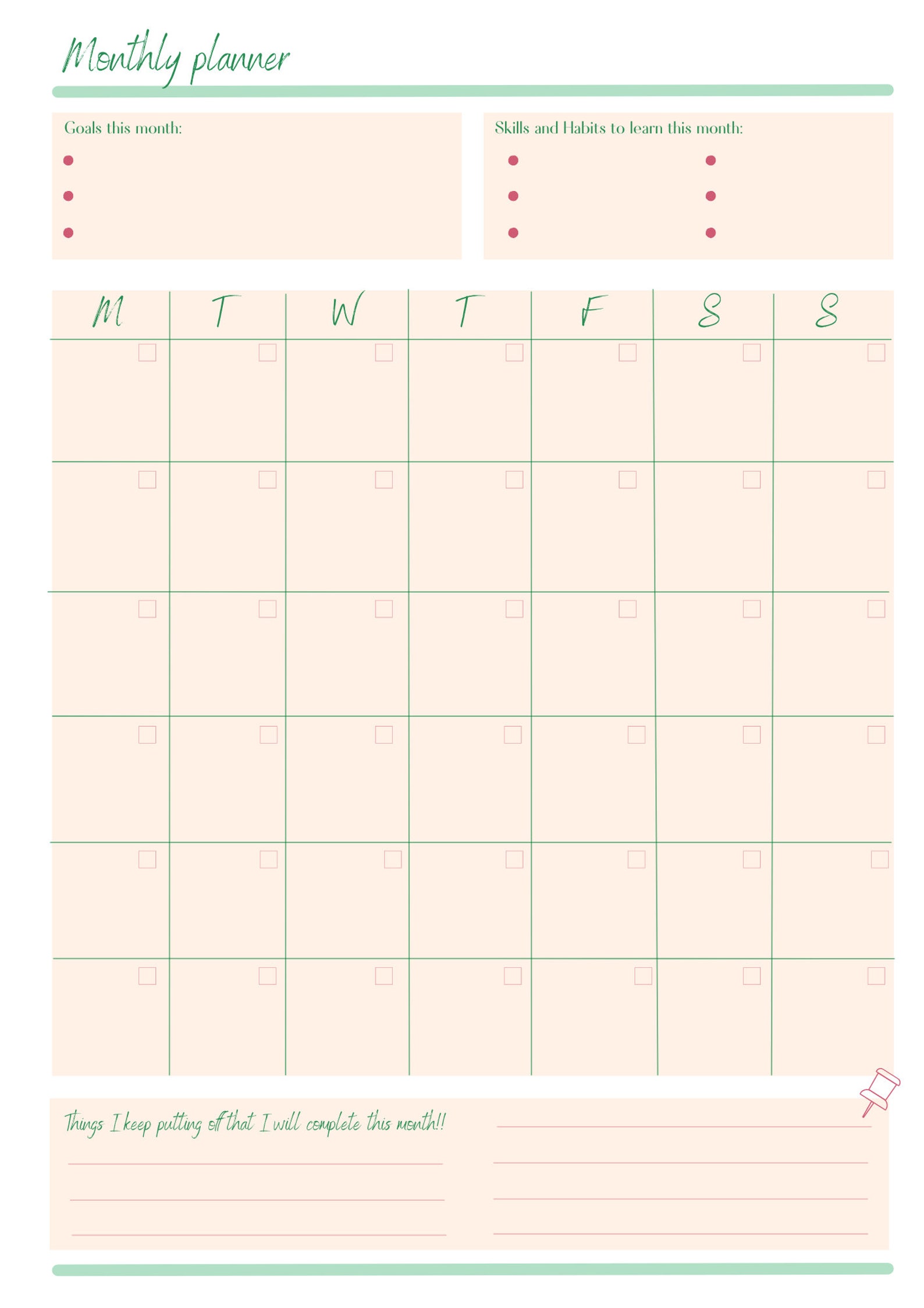 Daily Weekly Monthly Printable Planner Set Full Month - Etsy