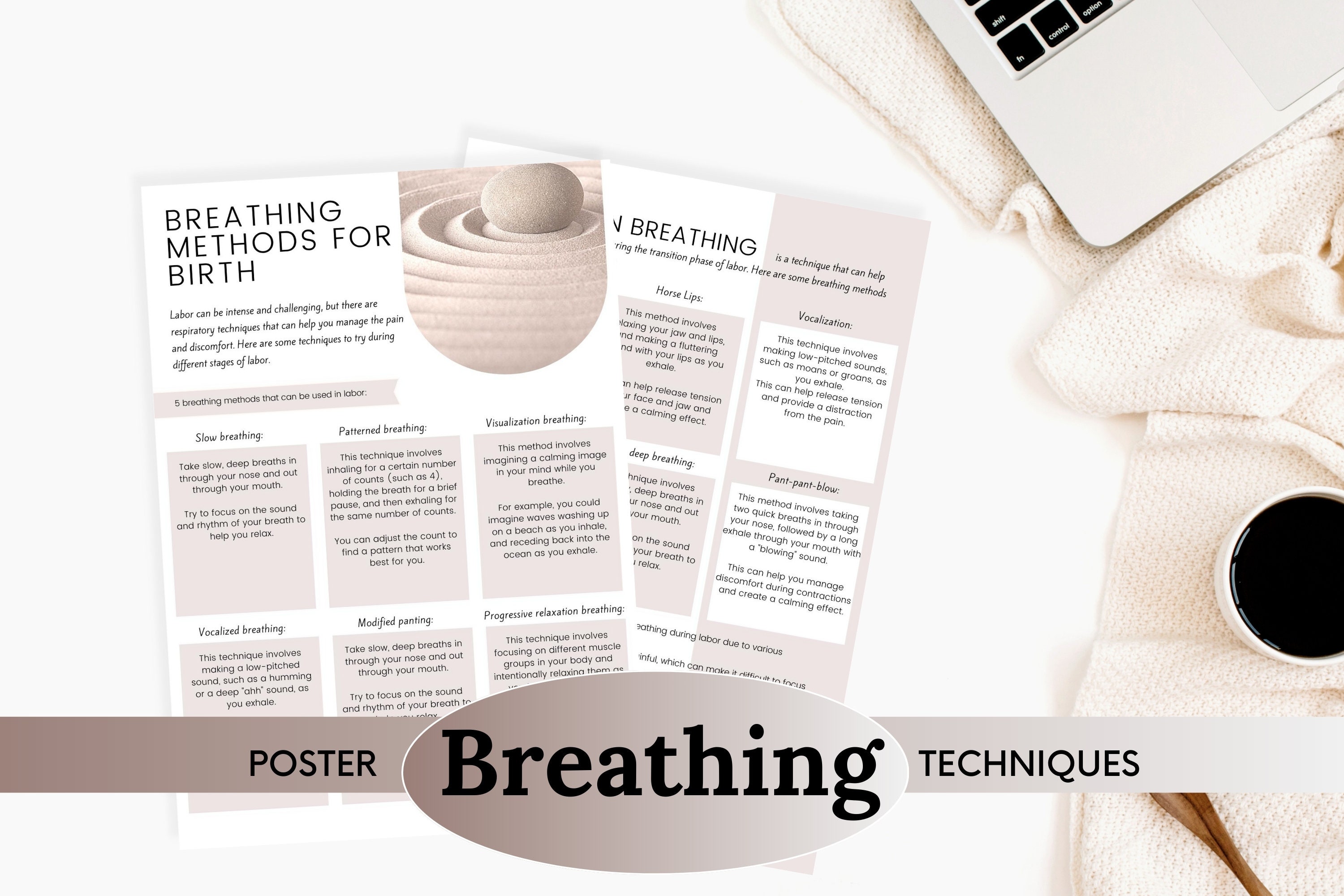 Breathing Techniques for Labor and Birth Poster for Doulas, Birth ...