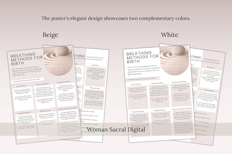 Breathing Techniques for Labor and Birth Poster for Doulas, Birth ...