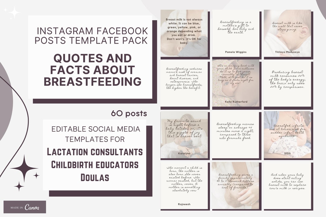 Breastfeeding Quotes and Facts in Instagram Post Templates for ...