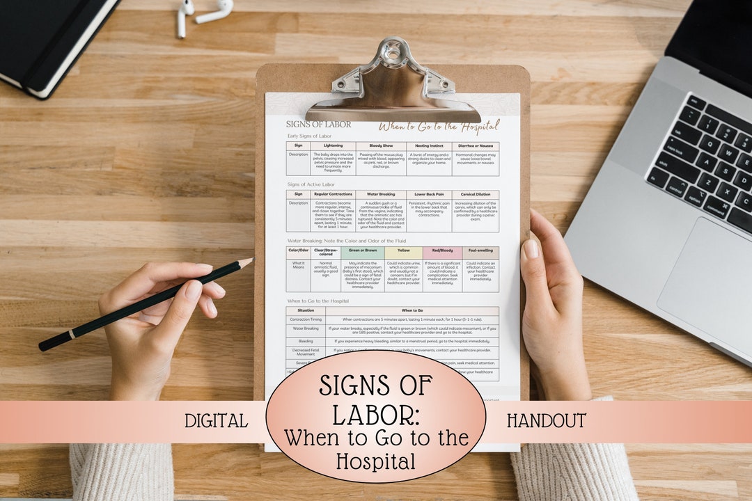 Signs of Labor: When to Go to the Hospital - Digital Editable Labor ...