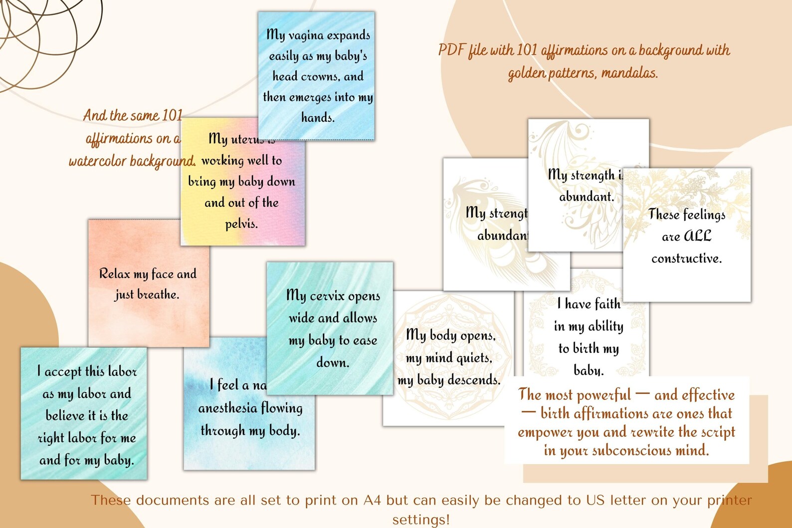 Birth Affirmation Cards. 101 Printable Labor and Delivery Affirmations ...