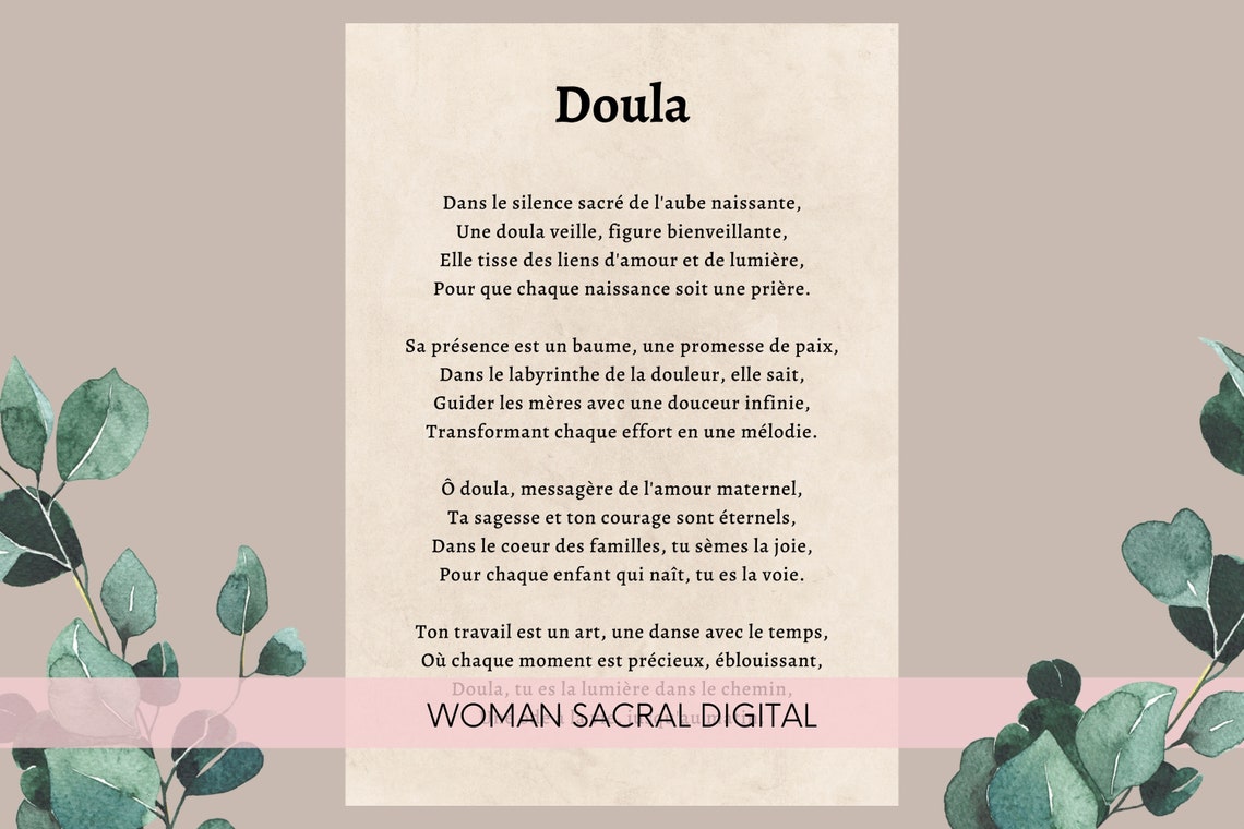 Posters Poèmes Doula | Art Digital Inspirant | Cadeau Remerciement ...
