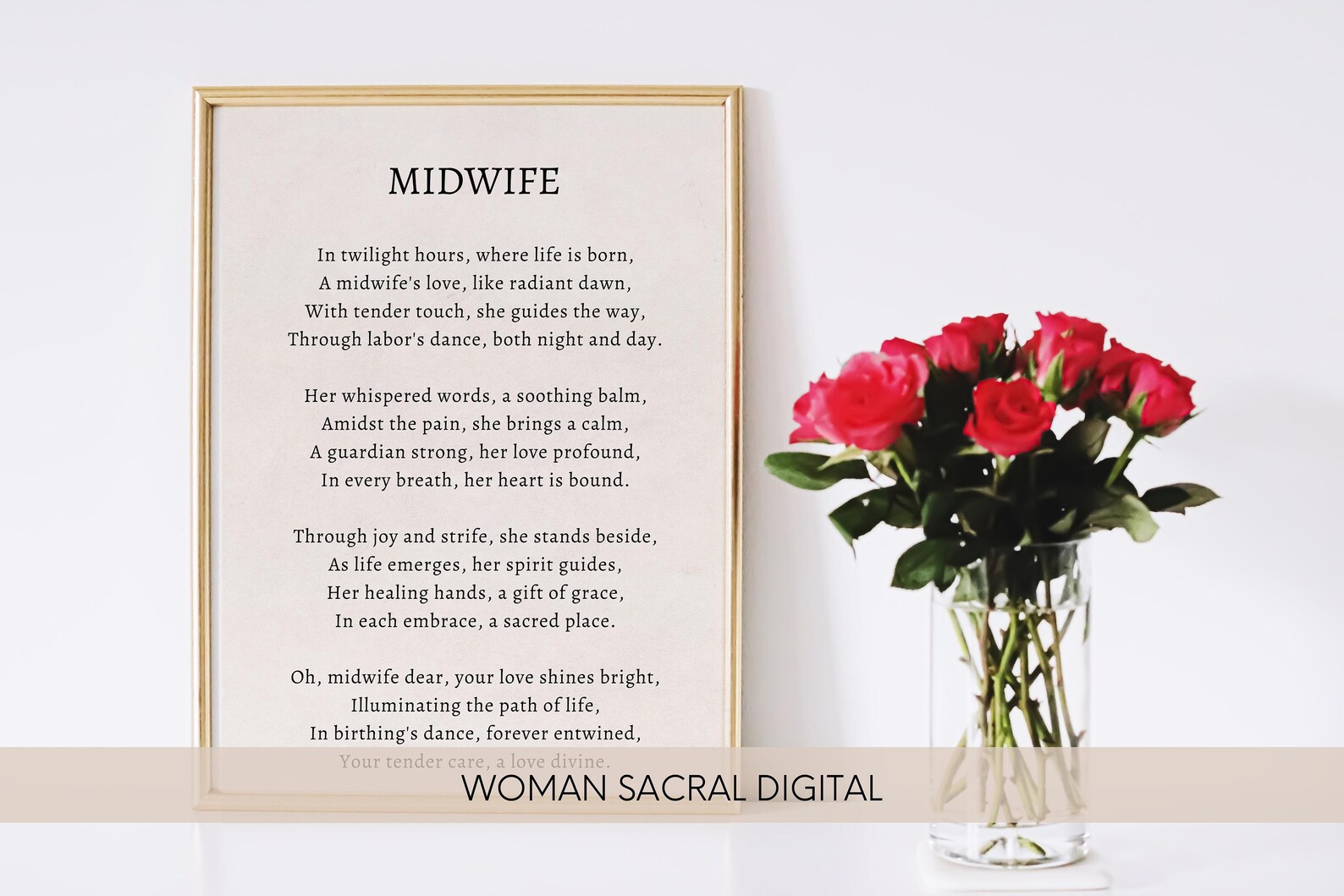 Digital Editable love Divine Midwife Poem, Personalized Gift, Nursery ...