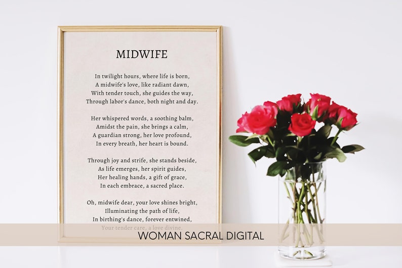 Digital Editable "love Divine" Midwife Poem, Personalized Gift, Nursery ...