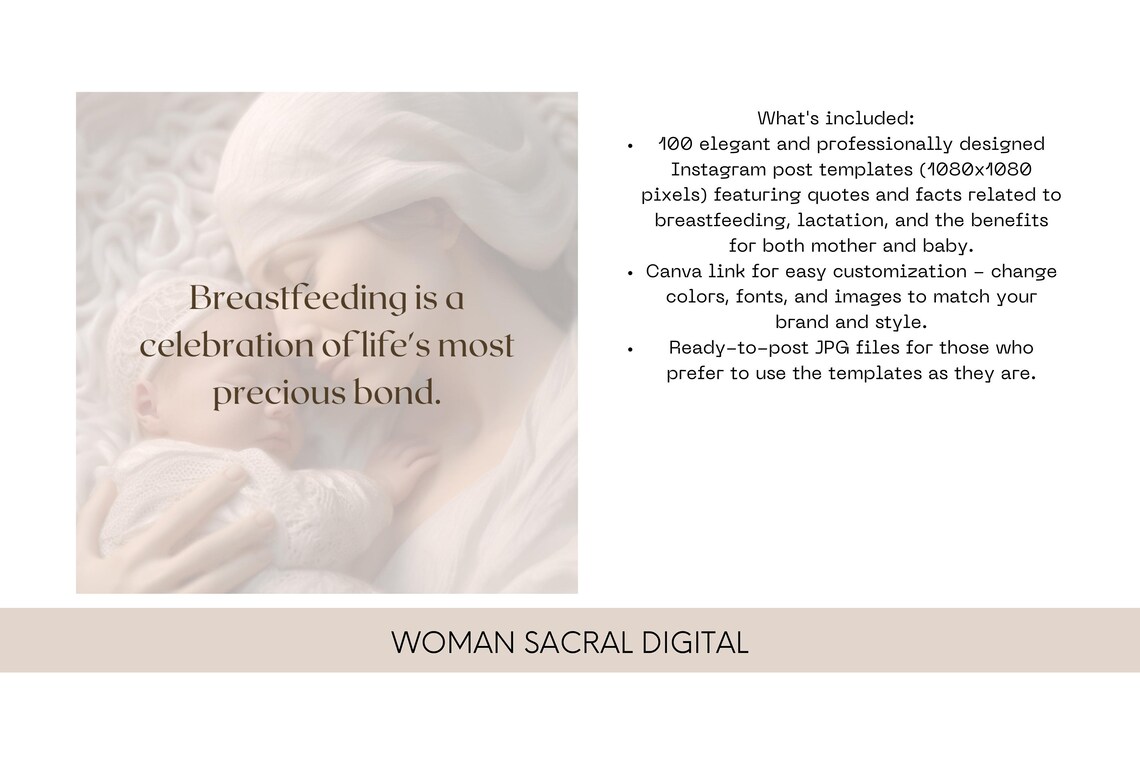 Breastfeeding Quotes and Facts 100 Posts Instagram Editable - Etsy