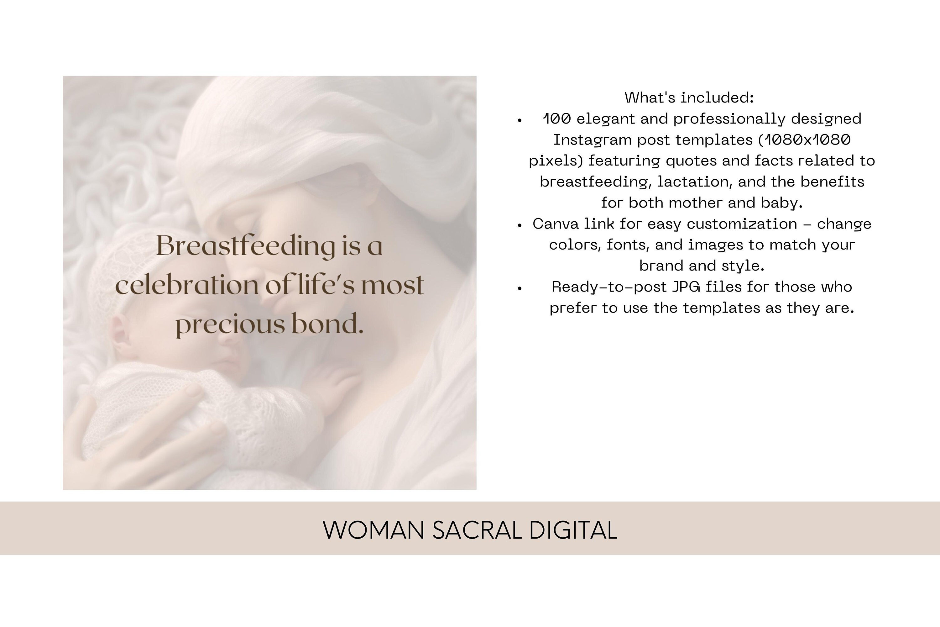 Breastfeeding Quotes and Facts 100 Posts Instagram Editable - Etsy