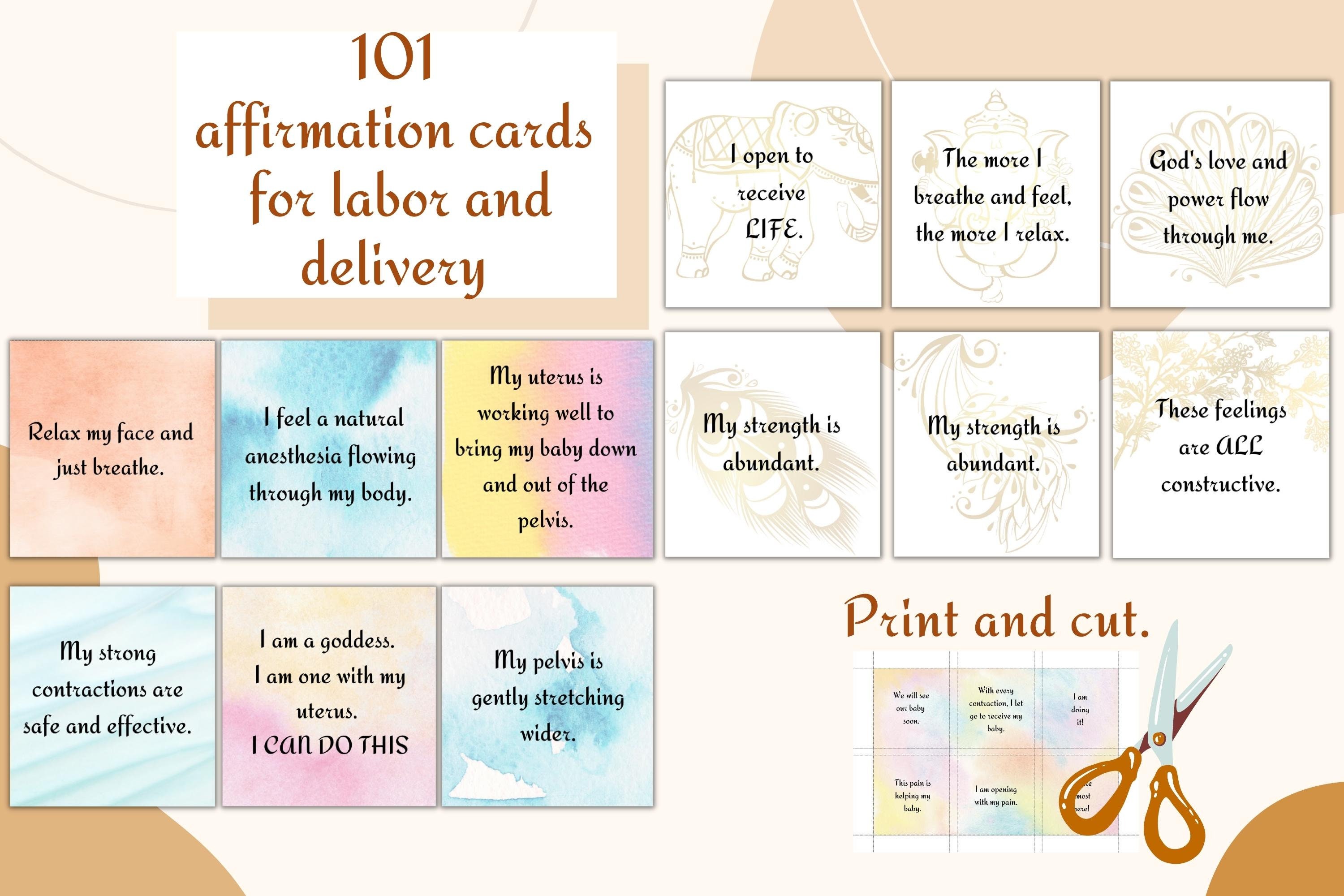 Birth Affirmation Cards. 101 Printable Labor and Delivery | Etsy