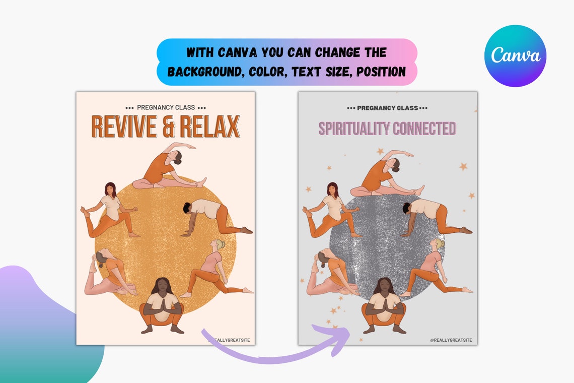 Prenatal Png Yoga Poses.digital Hypnobirthing Poster and Illustrations ...