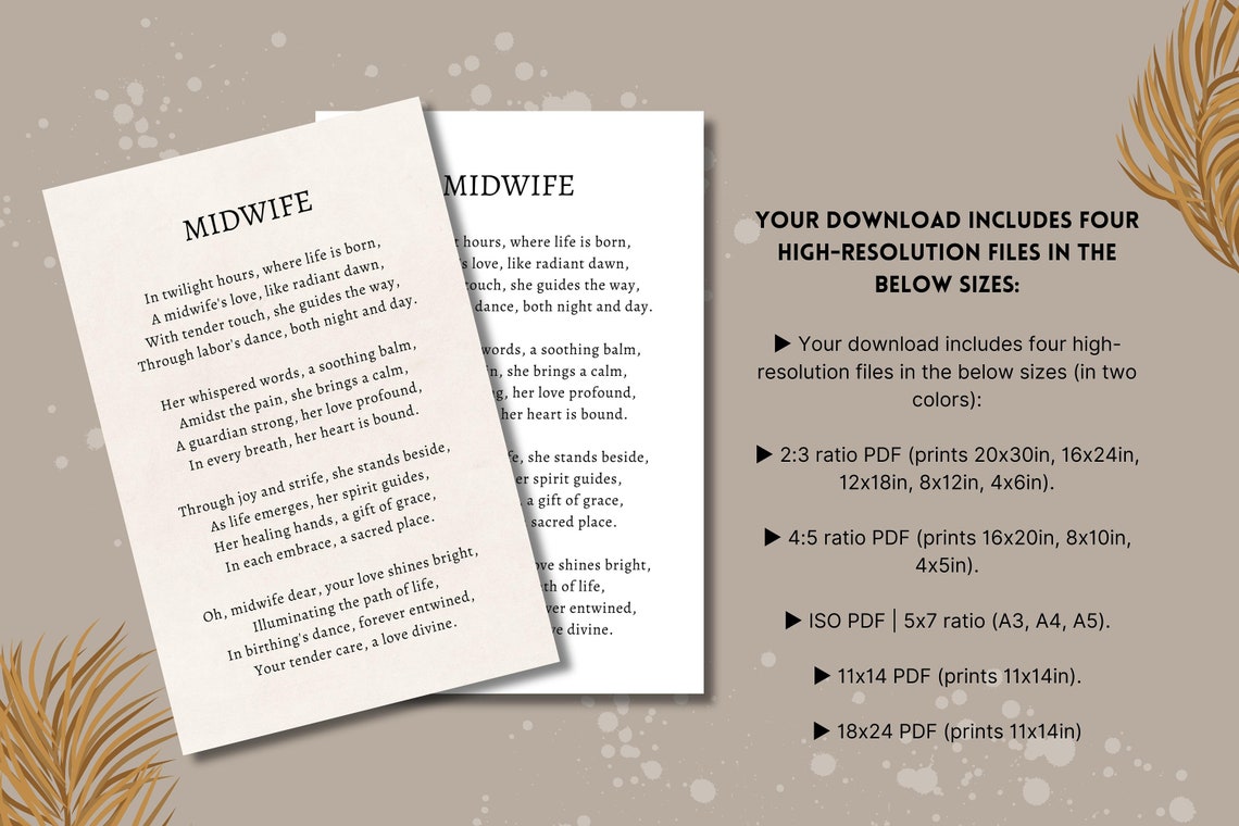Digital Editable "love Divine" Midwife Poem, Personalized Gift, Nursery ...