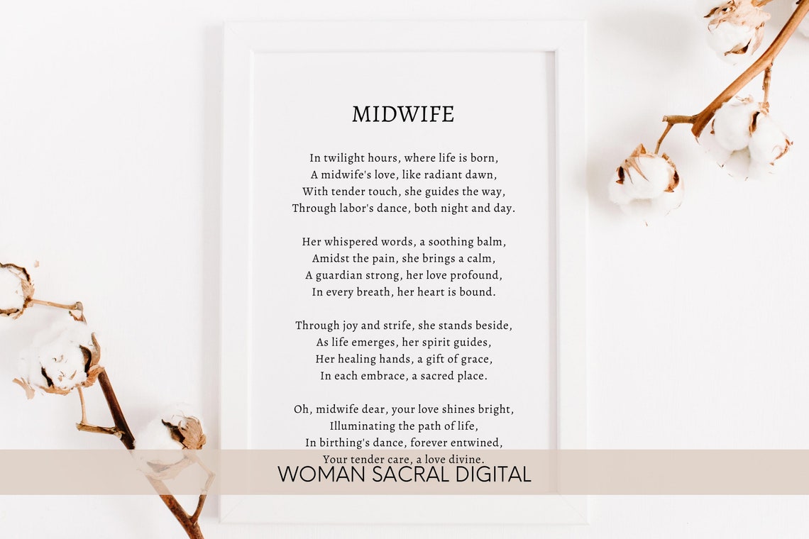 Digital Editable "love Divine" Midwife Poem, Personalized Gift, Nursery ...