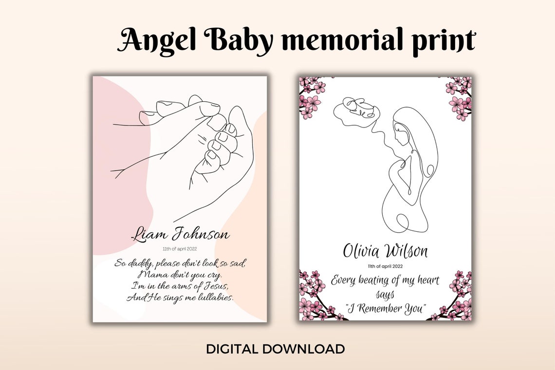 Print Baby Memorial Wall Decor. Personalized Art baby Heaven Infant ...