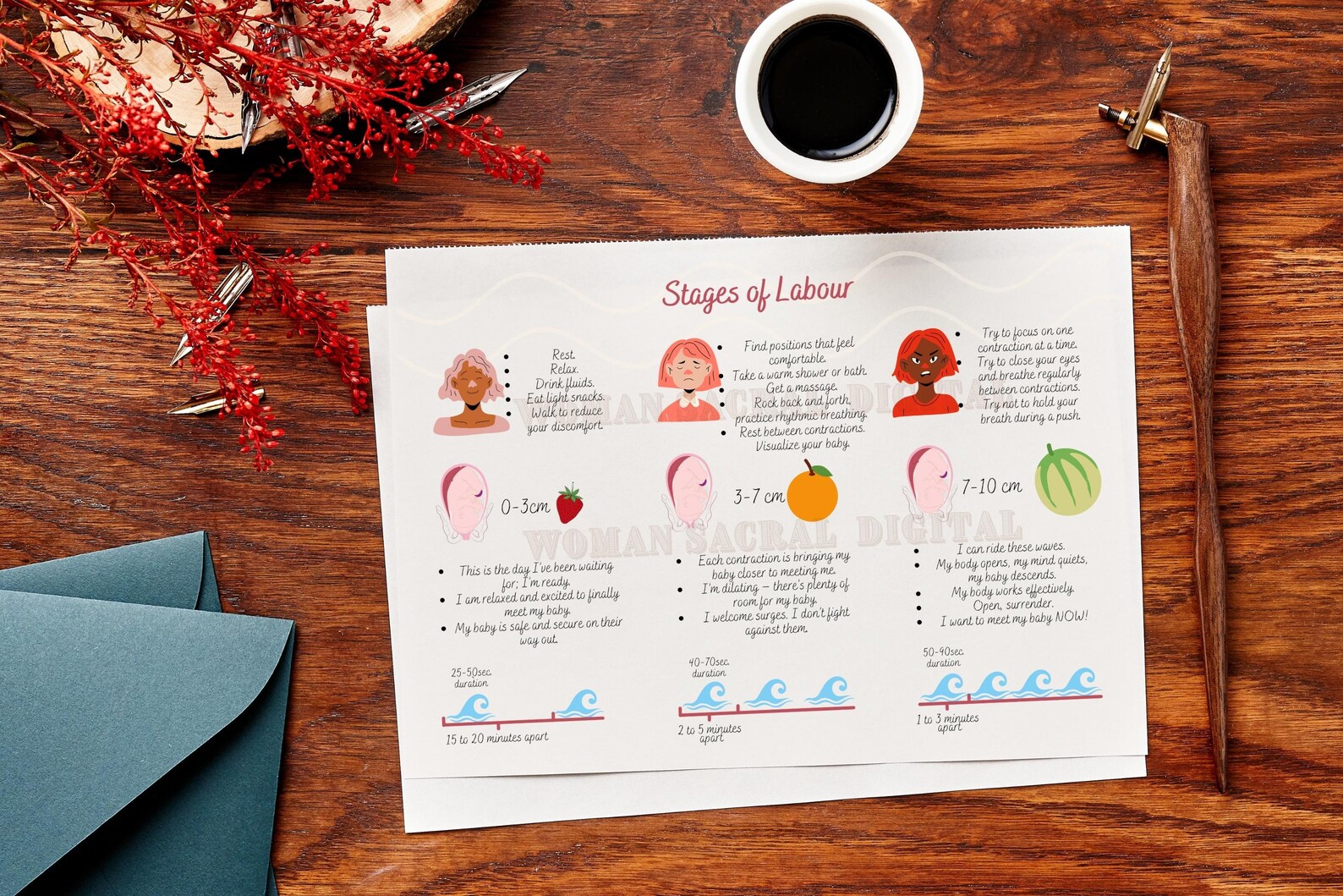 Stages of Labor and Delivery Poster and Birth Stages Cards. Birth ...