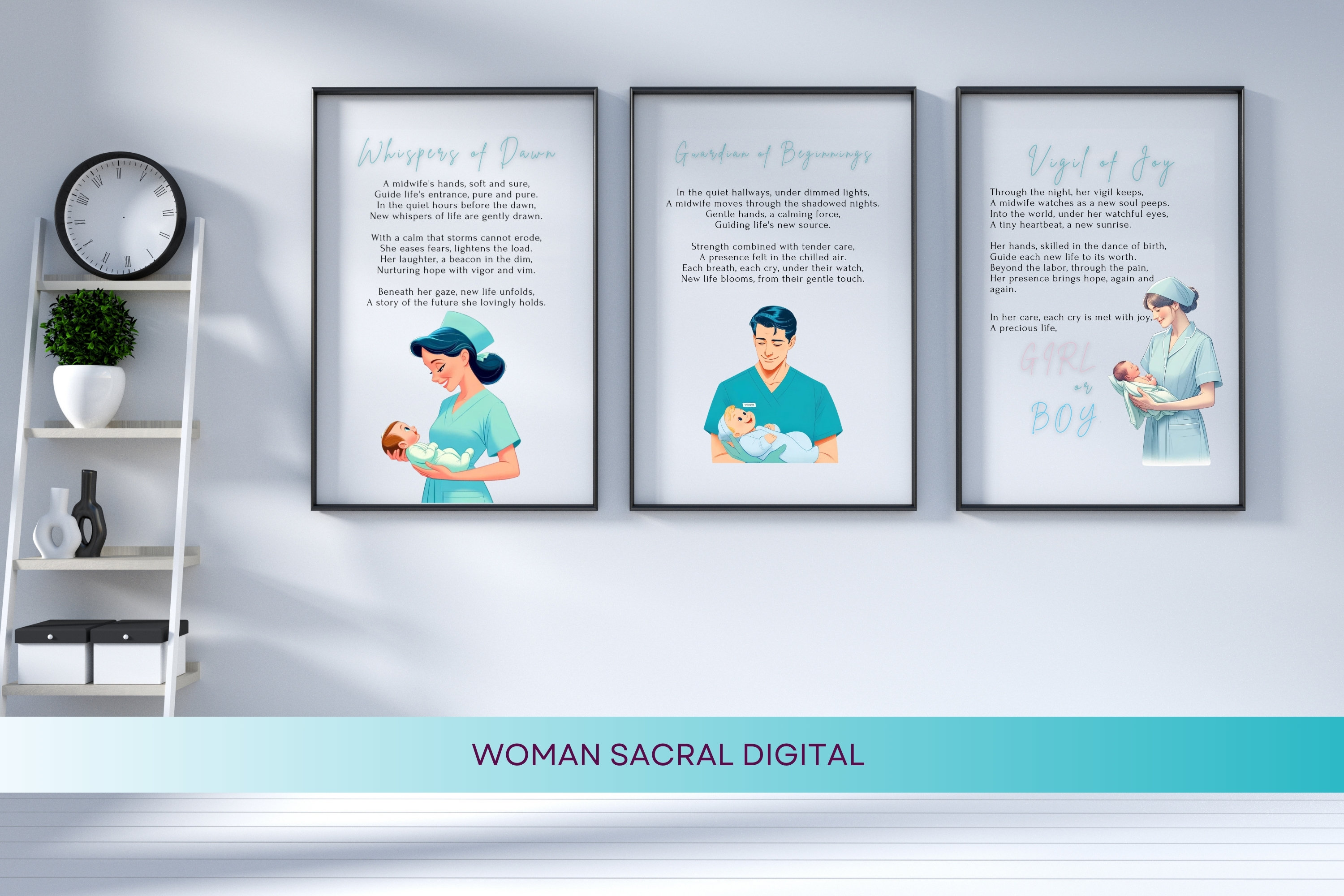 Personalized Midwife Appreciation Digital Posters 3 Poems ...