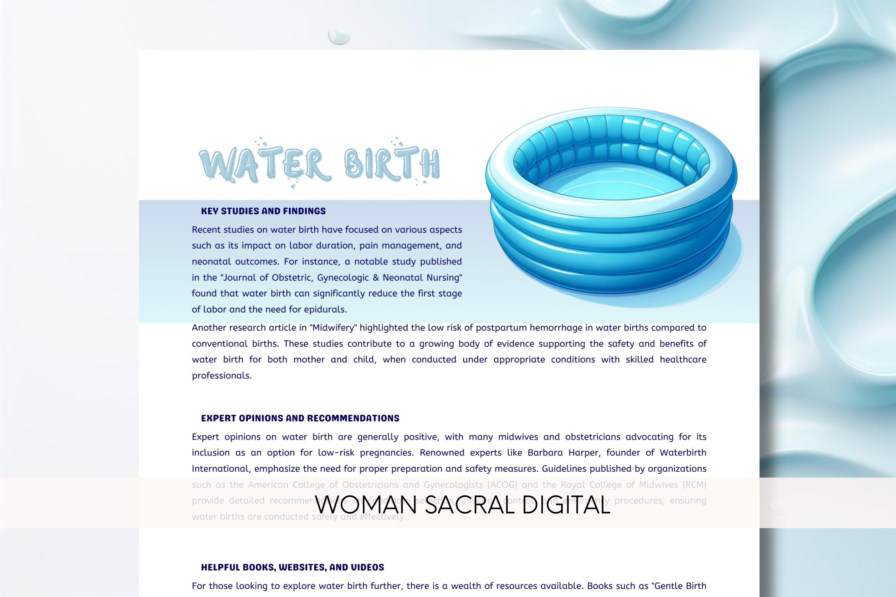 Ultimate Water Birth Digital Handout Kit Comprehensive Guide, Poster ...