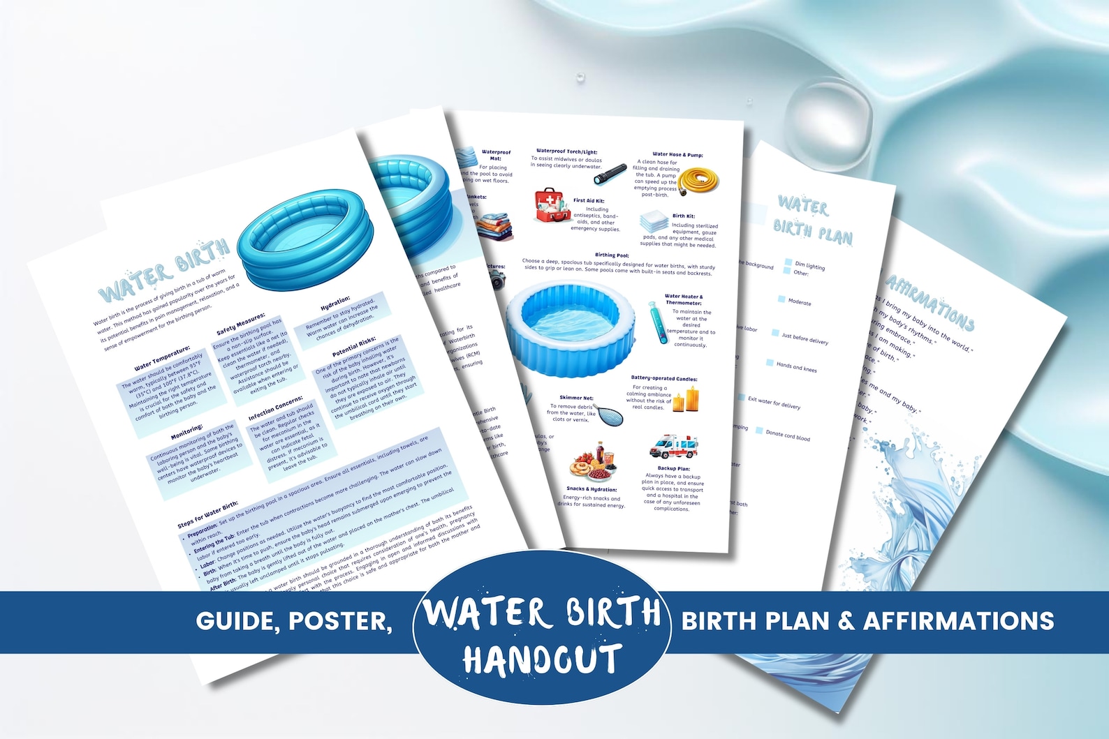 Ultimate Water Birth Digital Handout Kit Comprehensive Guide, Poster ...