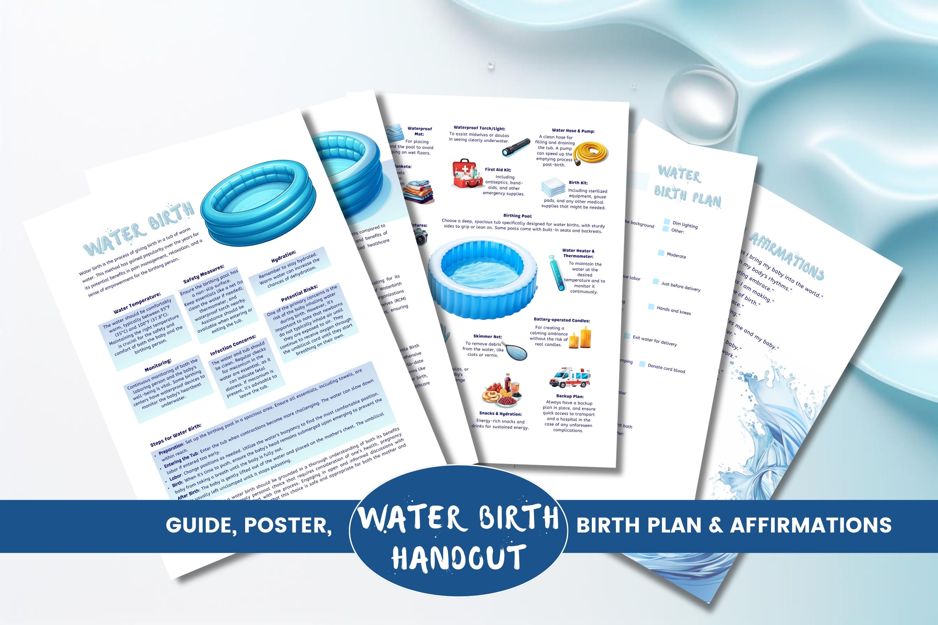 Ultimate Water Birth Digital Handout Kit Comprehensive Guide, Poster ...
