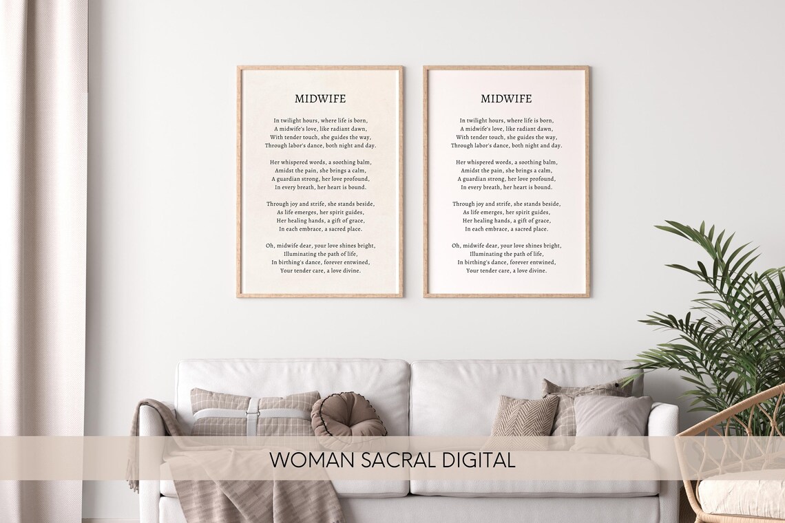 Digital Editable "love Divine" Midwife Poem, Personalized Gift, Nursery ...