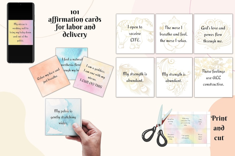 Birth Affirmation Cards. 101 Printable Labor and Delivery Affirmations ...