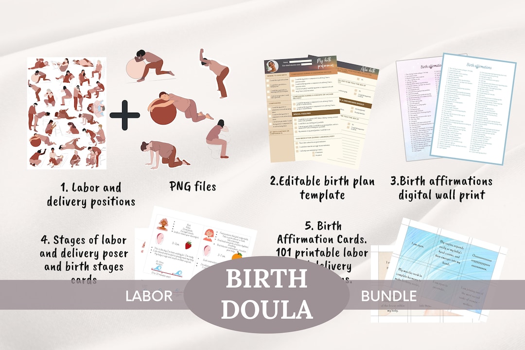 Doula Bundle: Birth Plan, Labor and Delivery Positions, Stages of Labor ...