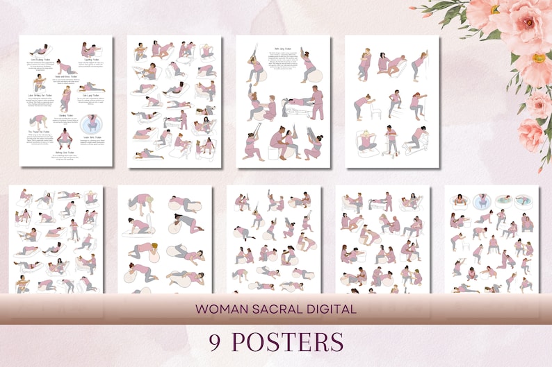 75 Labor and Delivery Positions PNG. Labour and Natural Birth Digital ...