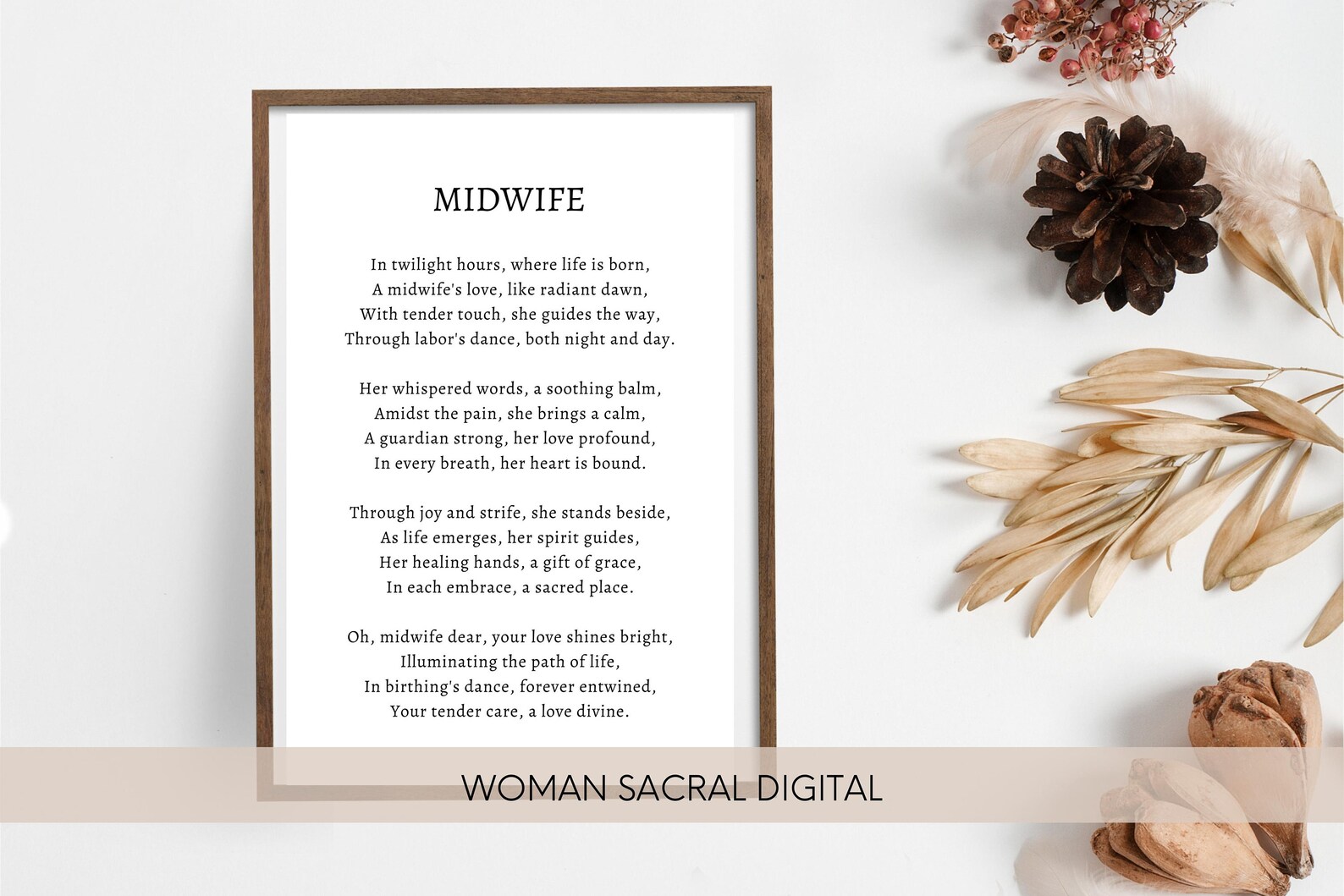 Digital Editable "love Divine" Midwife Poem, Personalized Gift, Nursery ...