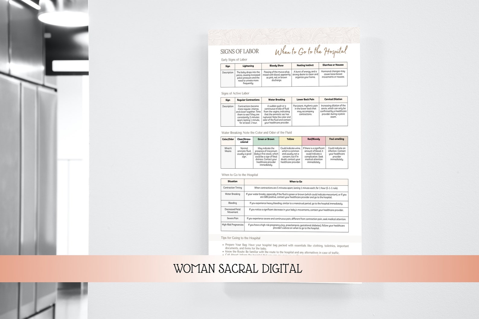Signs of Labor: When to Go to the Hospital - Digital Editable Labor ...