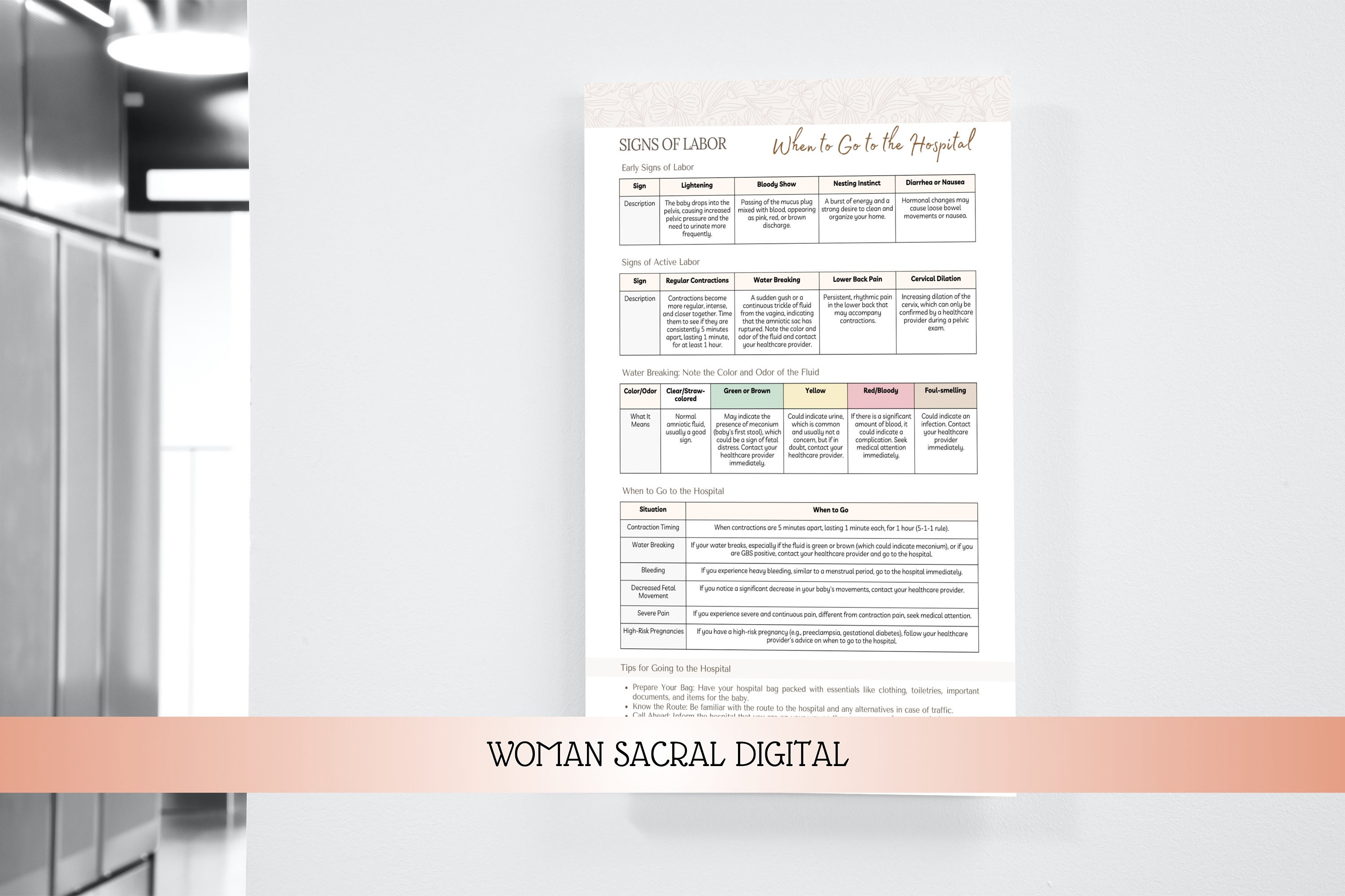Signs of Labor: When to Go to the Hospital - Digital Editable Labor ...