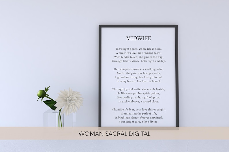 Digital Editable "love Divine" Midwife Poem, Personalized Gift, Nursery ...