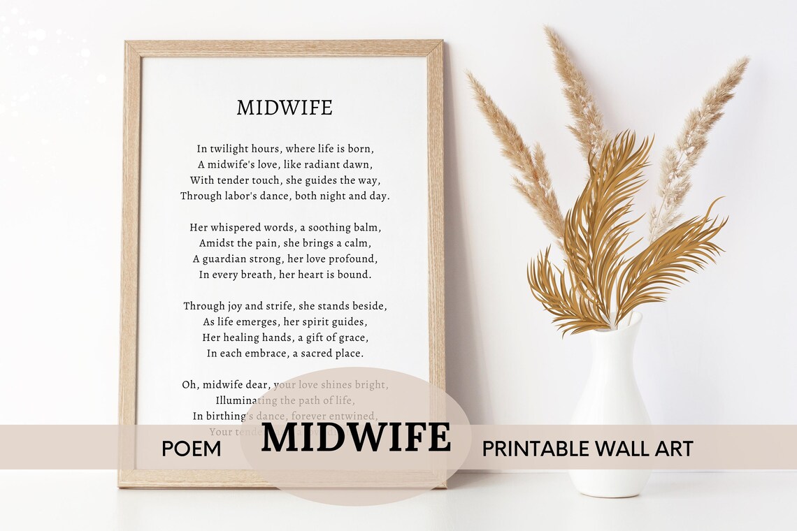 Digital Editable "love Divine" Midwife Poem, Personalized Gift, Nursery ...