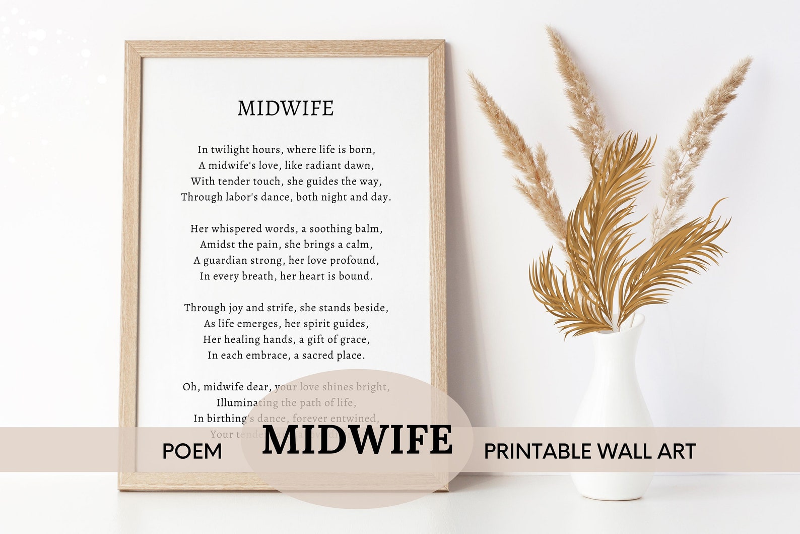 Digital Editable "love Divine" Midwife Poem, Personalized Gift, Nursery ...