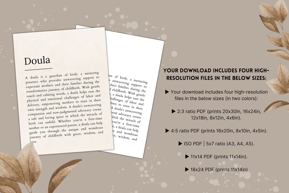 Doula Definition Printable Wall Art. Editable Gift for Doula. - Etsy