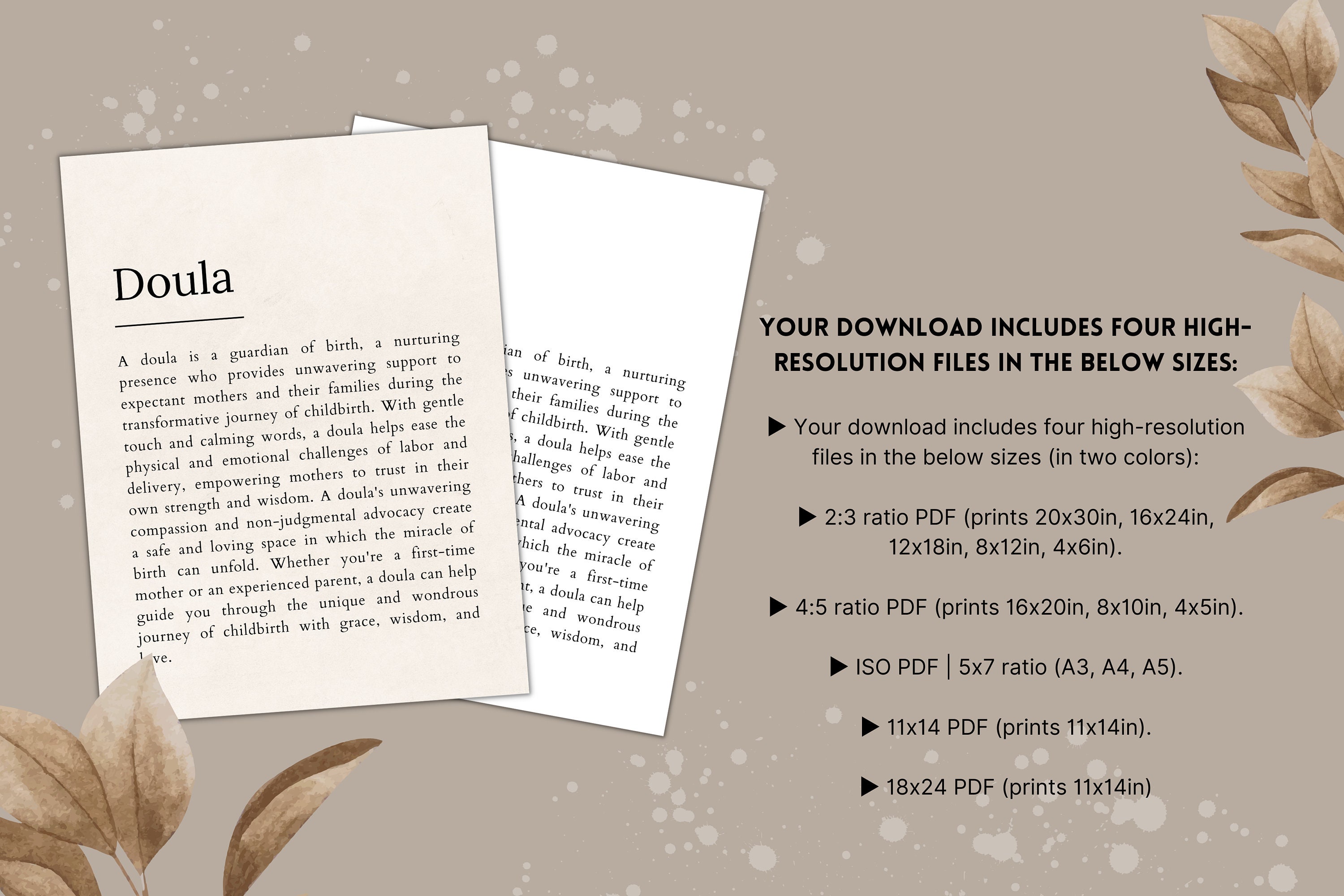 Doula Definition Printable Wall Art. Editable Gift for Doula. Doula ...