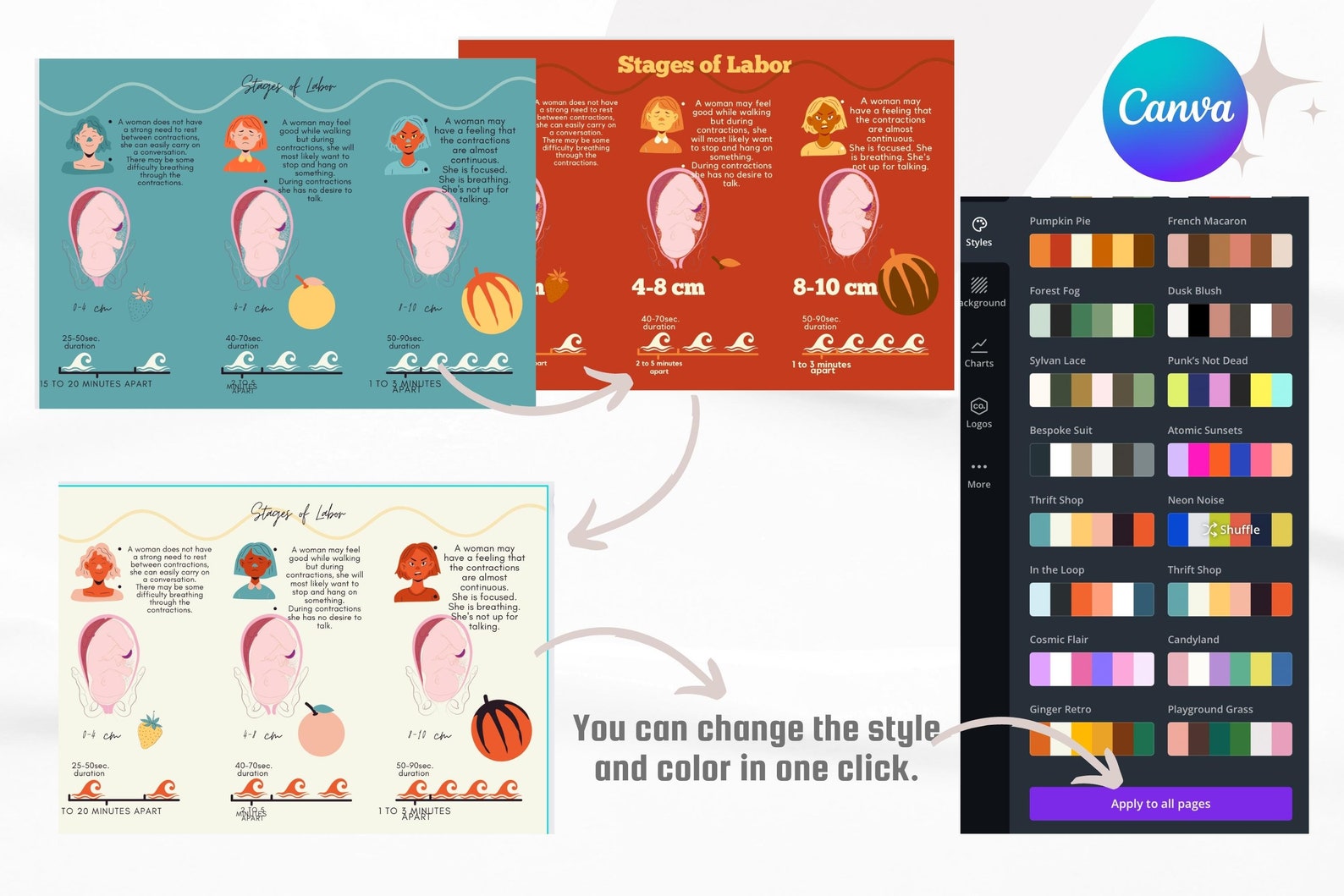 Stages of Labor and Delivery Poster and Birth Stages Cards. Birth ...