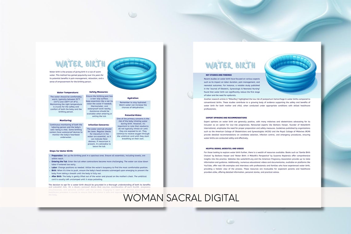 Ultimate Water Birth Digital Handout Kit Comprehensive Guide, Poster ...