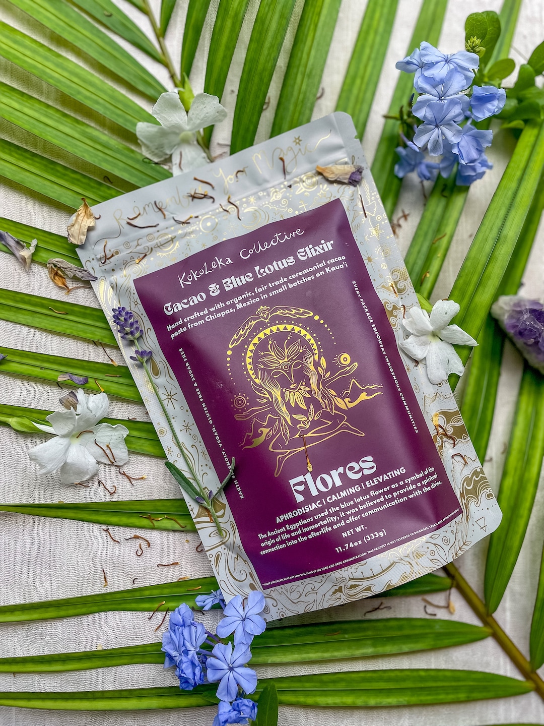 Blue Lotus & Ceremonial Cacao Elixir Blend Flores - Etsy