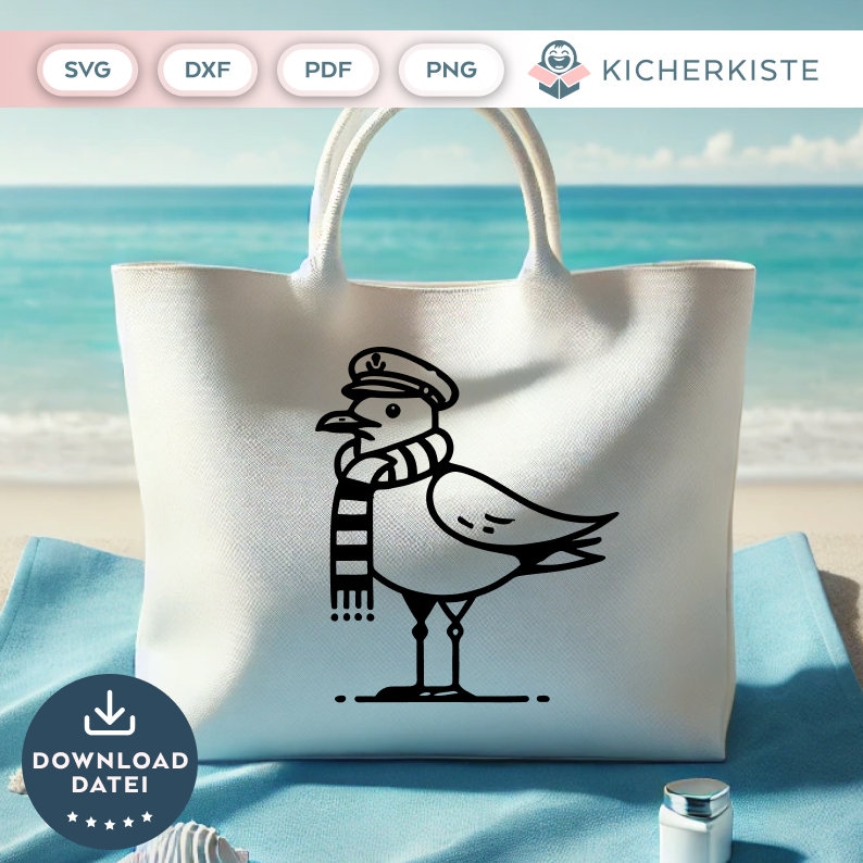 Möwe Plotterdatei Meer SVG PNG Deutsche Schneidedatei Clipart Möwen Mit Hut Selbst Drucken ...