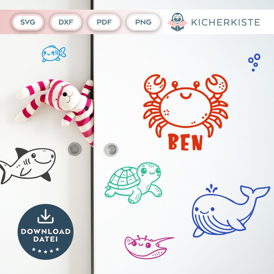 Bundle Plotterdatei Meerestiere SVG PNG Deutsche Schneidedatei Clipart Meerestiere selbst ...