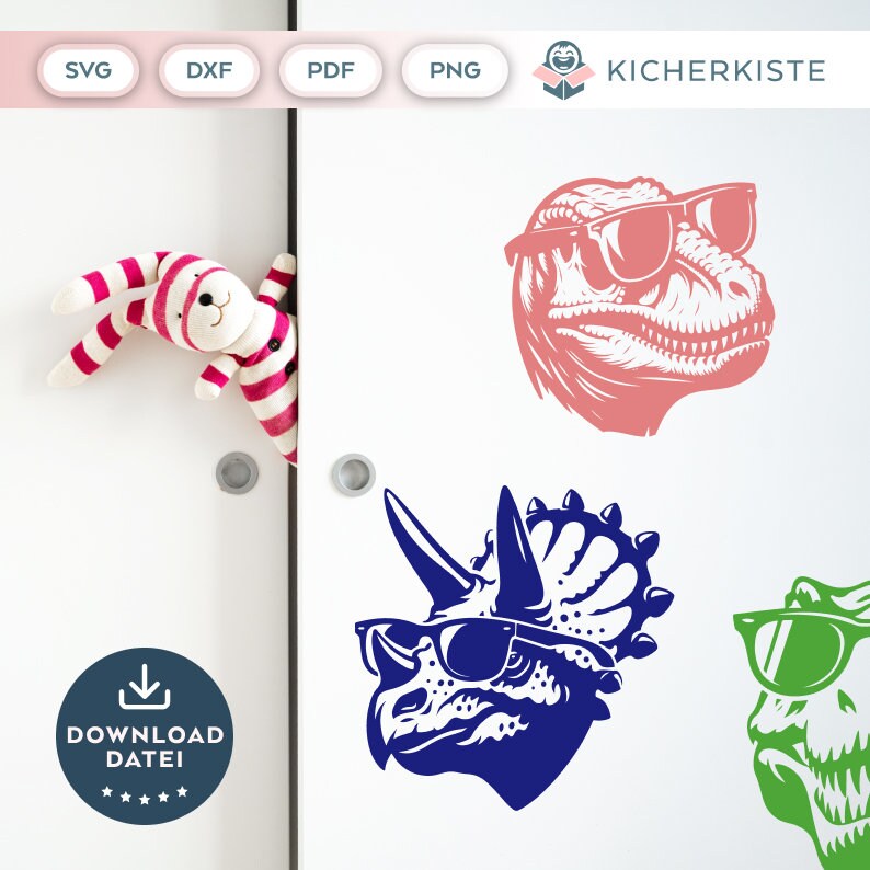 Bundle Plotterdatei Dinos SVG PNG Deutsche Schneidedatei Clipart Coole Dinosaurier Selbst ...