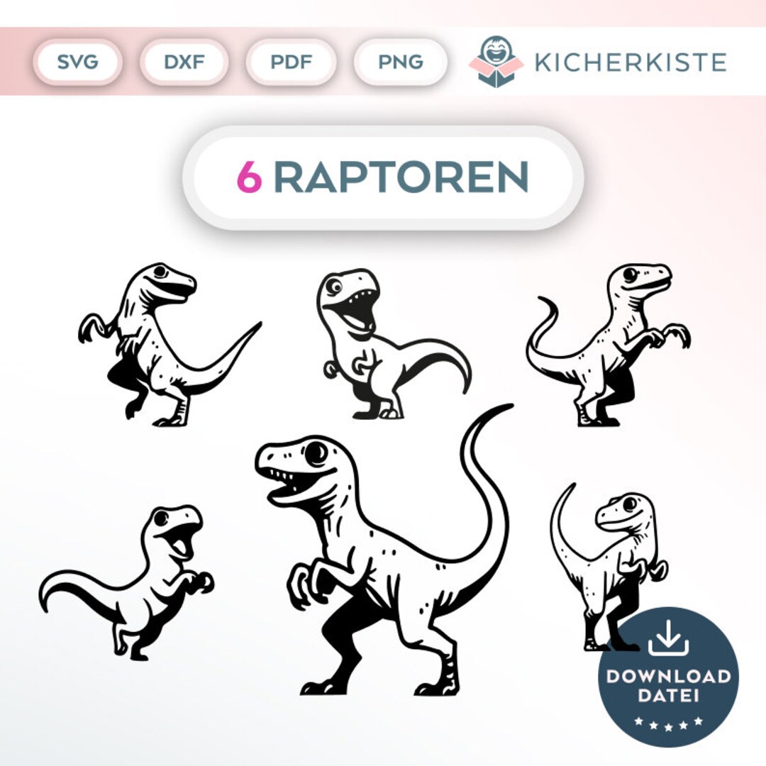 Bundle Plotterdatei Dinosaurier SVG PNG Deutsche Schneidedatei Clipart Dinos Selbst Drucken ...
