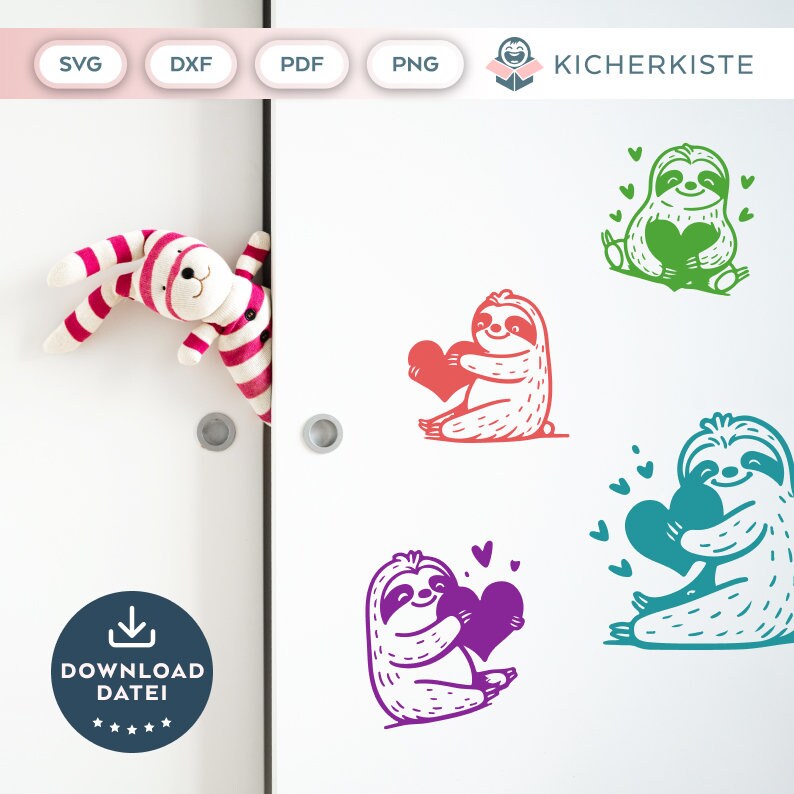 Bundle Plotterdatei Faultier SVG PNG Deutsche Schneidedatei Clipart ...