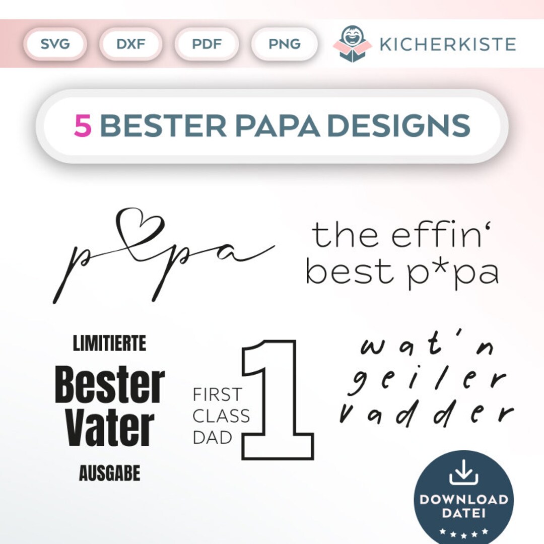 Bundle Plotterdatei Bester Papa SVG PNG Deutsche Schneidedatei Clipart Für T-shirt Vatertag Zum ...