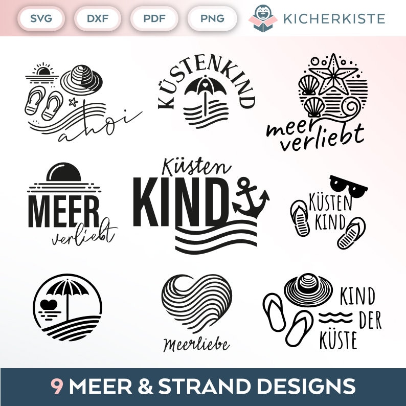 Plotterdatei Küstenkind Meer SVG PNG Deutsche Schneidedatei Clipart Meer Sommer selbst drucken ...