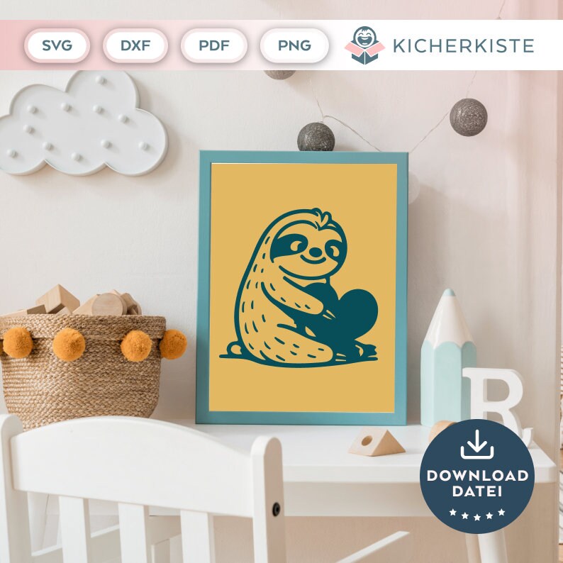 Bundle Plotterdatei Faultier SVG PNG Deutsche Schneidedatei Clipart Valentinstag Faultiere ...